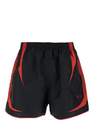 Balenciaga Tech Fabric Shorts With Elastic Waist And Logo Detail - Black