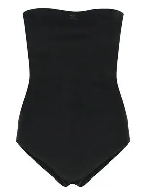 COURREGES COURREGES Viscose Blend Strapless Bodysuit With Embroidered Logo Black