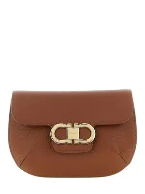 FERRAGAMO Double Gancini Mini Crossbody Bag - Brown