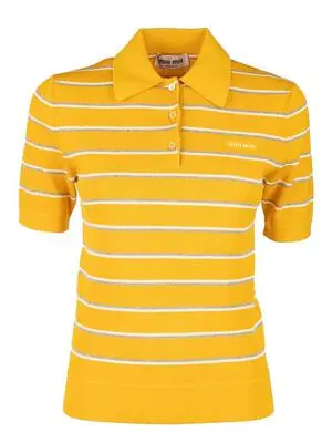 Miu Miu Striped Knit Polo - Multicolor