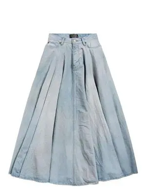 Balenciaga Denim A-line Skirt With Fringe Detailing - Blue