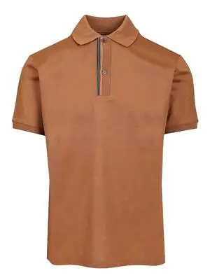Paul Smith Polo Shirt With Striped Trim - Brown