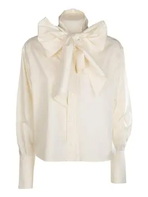 Celine Long Sleeve Shirt With Pussy Bow Detail - Multicolor