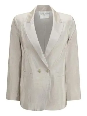 FORTE_FORTE Double-breasted Jacket In Linen And Lurex With Jewel Buttons - Silver