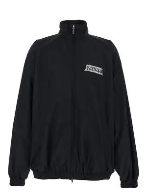 Balenciaga BALENCIAGA Black Cotton Blend Jacket With High Collar And Logo Detail Multicolor