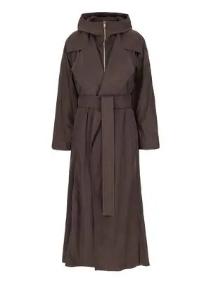 Sportmax Hooded Zip-up Belted Trench Coat - Multicolor