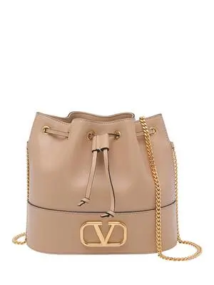 Valentino Garavani Mini Vlogo Signature Bucket Bag - Cream