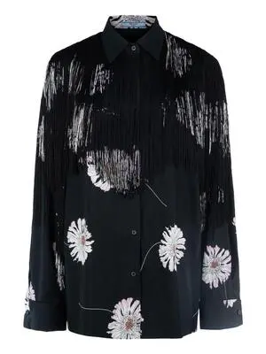Prada Floral Shirt With Fringe Detail - Multicolor