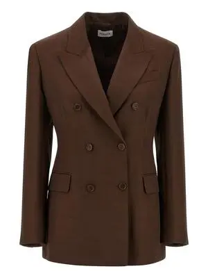 P.A.R.O.S.H P.A.R.O.S.H. Raisa Double-Breasted Linen Blend Blazer
