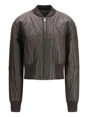 Moncler Rick Owens Geocamo Leather Bomber Jacket - Brown