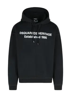 Dsquared2 Cotton Hoodie With Front Print - Black