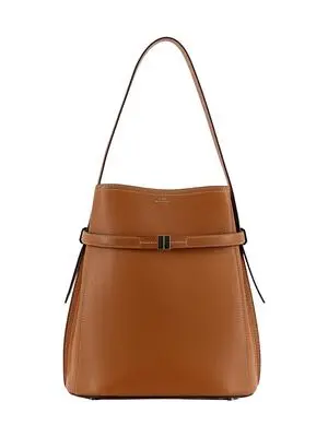 TOTEME Textured Leather Bucket Bag With Frontal Strap - Tan