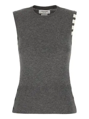 Thom Browne Sleeveless Knitwear With Signature Stripes - Multicolor