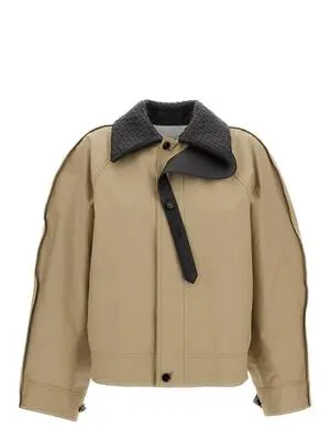 Bottega Veneta Cotton Jacket With Leather Collar - Multicolor