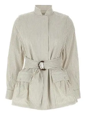 Fendi Striped Cotton Silk Blouson - White