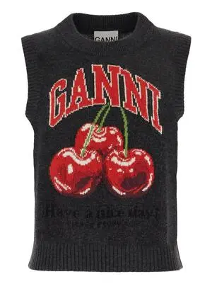 GANNI Graphic Cherry Knit Vest - Multicolor