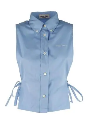 Miu Miu Sleeveless Button-up Shirt With Tie Detail - Multicolor