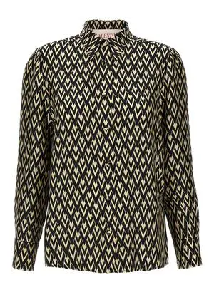 VALENTINO VALENTINO GARAVANI Silk "Toute La V" Logo Print Shirt