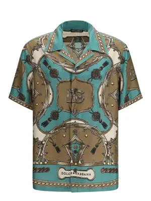 Dolce & Gabbana Hawaii Shirt In Washed Silk Twill With Cargo Print - Multicolor