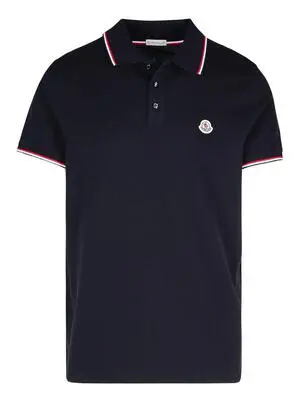 Moncler Navy Cotton Polo Shirt - Blue