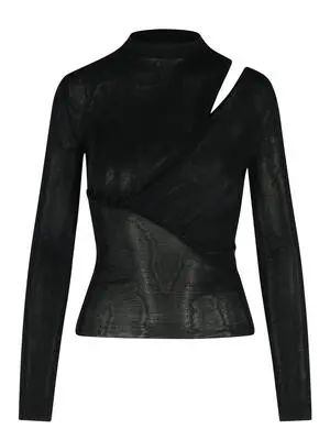 SELF-PORTRAIT SELF-PORTRAIT Cut Out Viscose Top Black