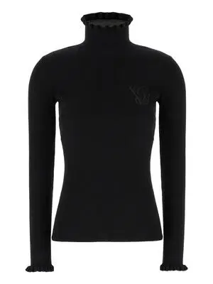 Valentino Garavani Ribbed Turtleneck With Ruffle Trim - Multicolor