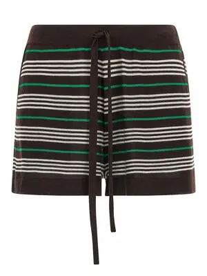 P.a.r.o.s.h Striped Wool, Silk, And Cashmere Blend Shorts - Brown