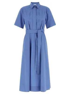 P.a.r.o.s.h Cotton Poplin Midi Dress - Blue