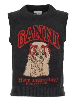 GANNI Knitwear Vest With Graphic Detail - Multicolor
