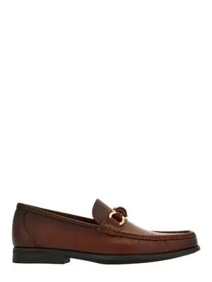 FERRAGAMO FERRAGAMO Calf Leather Loafers With Gancini Detail Brown