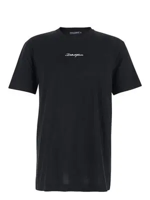 Dolce & Gabbana T-shirt 'g8rn8zg7p0cn0000' With Logo On The Front In Cotton For - Black