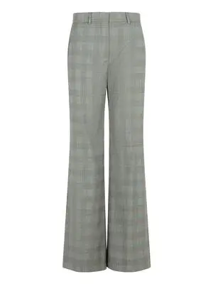 Sportmax Wide Leg Patterned Virgin Wool Blend Pants - Gray