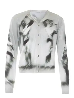 Versace Graphic Print Silk Cardigan - Gray