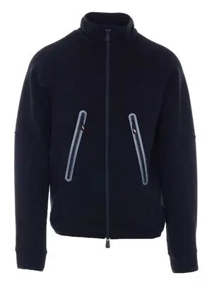 Moncler Long-sleeve Zip-up Cardigan With Logo - Black
