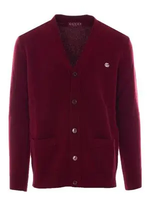 Gucci Embroidered Double G Cardigan - Red