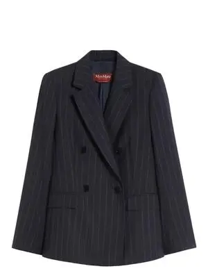 Max Mara Double Breasted Pinstripe Blazer - Blue