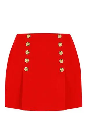 Balmain Virgin Wool Short Skirt - Red
