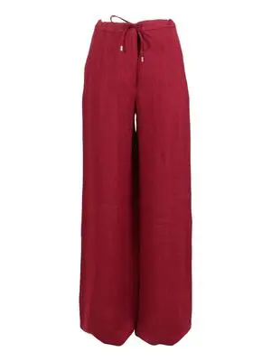 Max Mara Wide Leg Drawstring Pants - Red