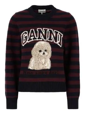 GANNI Striped Knitwear With Graphic Detail - Multicolor