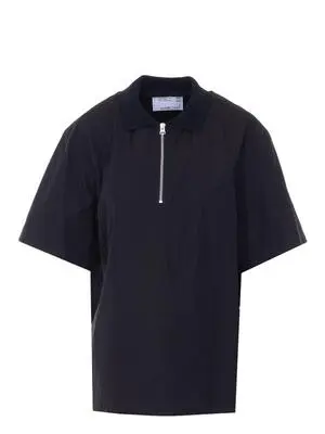 Sacai Half Zip Polo - Black