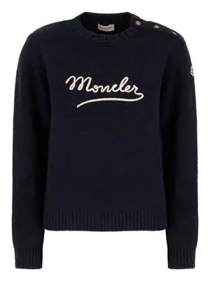 Moncler Ribbed Knitwear With Embroidered Logo - Multicolor