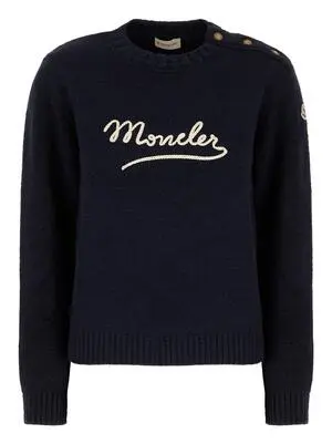 Moncler Ribbed Knitwear With Embroidered Logo - Multicolor