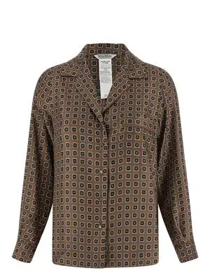 Max Mara Silk Twill Shirt With Archive Print - Brown
