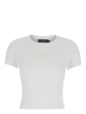 Dolce & Gabbana Cotton Crewneck T-shirt With Bow Detail - Multicolor