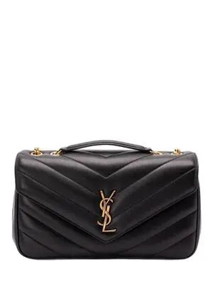 Saint Laurent Matelassé Lambskin Loulou Medium Bag - Black