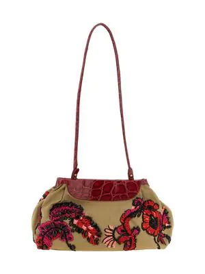 Dries Van Noten Embroidered Clutch With Crocodile Print Leather - Multicolor