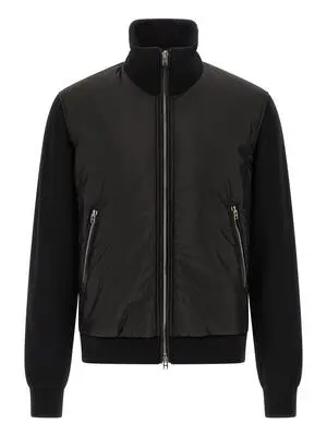 TOM FORD Merino Wool Bomber Jacket With Padded Front - Black