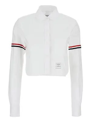 Thom Browne Thom Browne Cropped Cotton Shirt With Striped Detail Multicolor