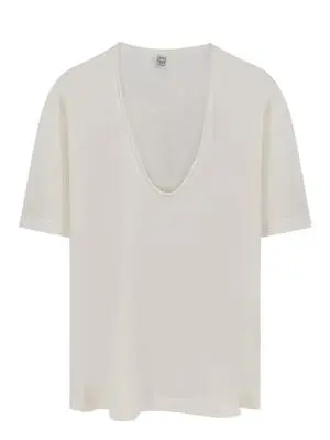 TOTEME Silk And Cotton Blend V-neck T-shirt - Multicolor