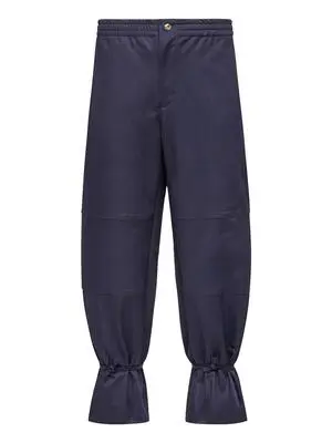 Moncler Cotton Gabardine Trousers With Logo Patch - Blue